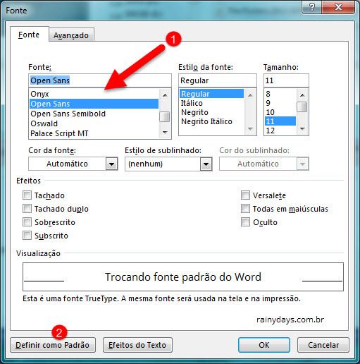 Como Modificar Fonte Padrão do Word